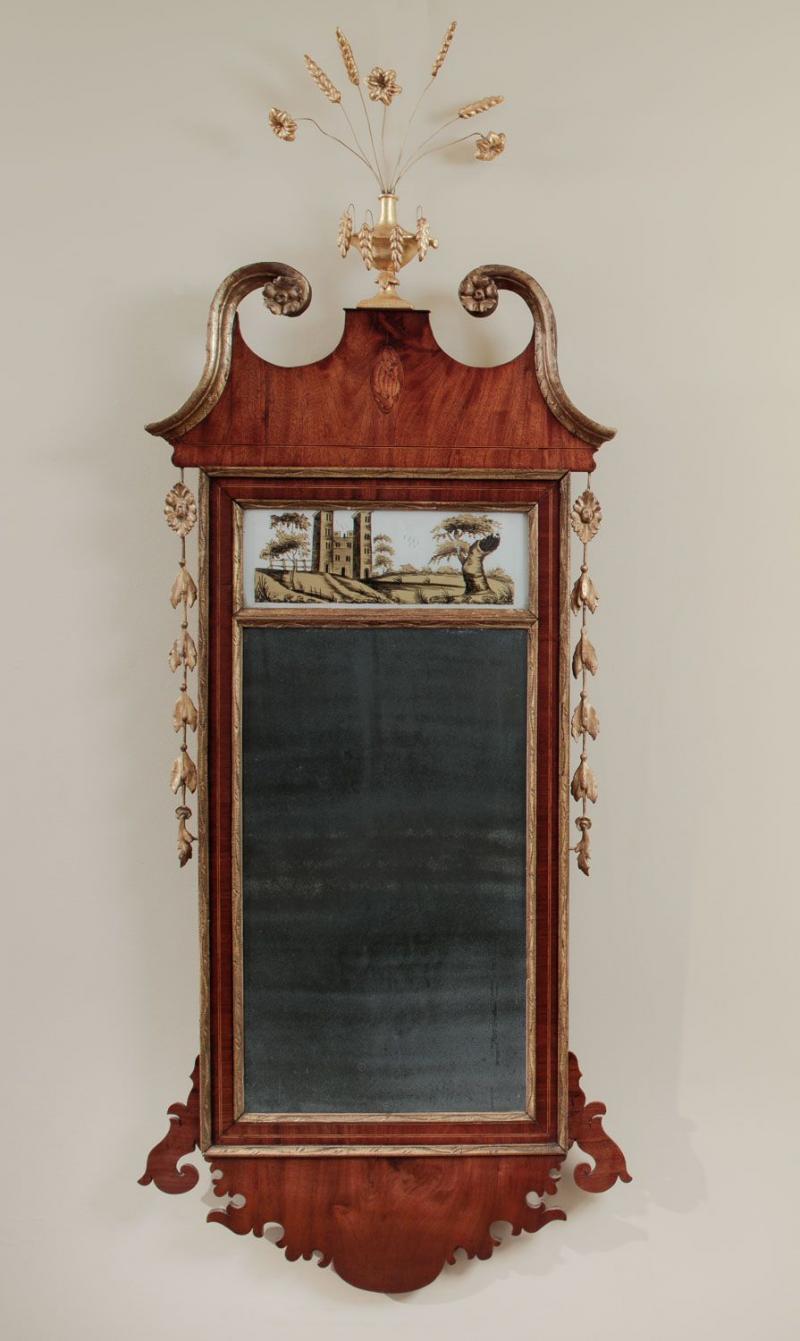 FEDERAL MIRROR WITH EGLOMISE GLASS PANEL