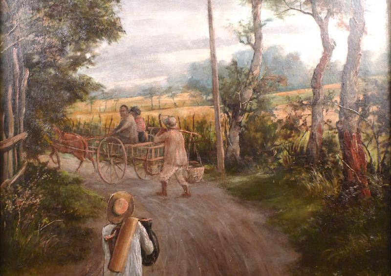 Fabian de la Rosa - Filipino Farm Workers in Horse Carriage