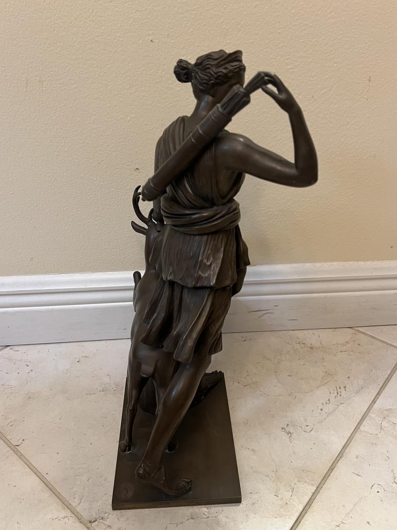 Ferdinand Barbedienne - DIANA AND DEER FRENCH BRONZE BY FERDINAND ...