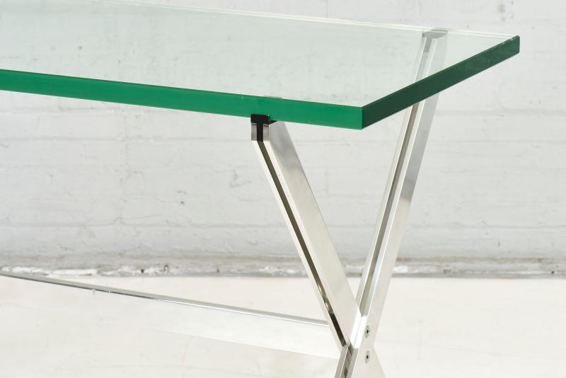 Florence Knoll - Florence Knoll Chrome and Glass X Base Console Table, 1960
