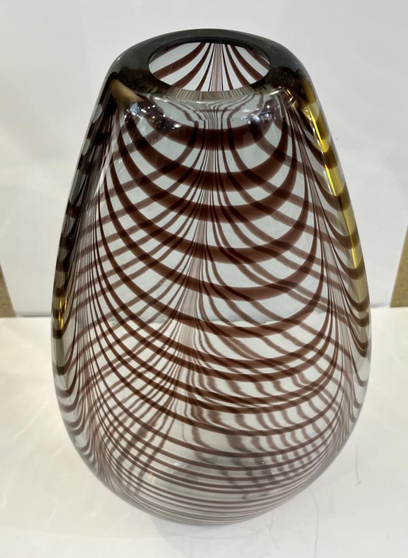 Formia Murano - Formia 1970s Feather Decorated Purple Brown Crystal ...