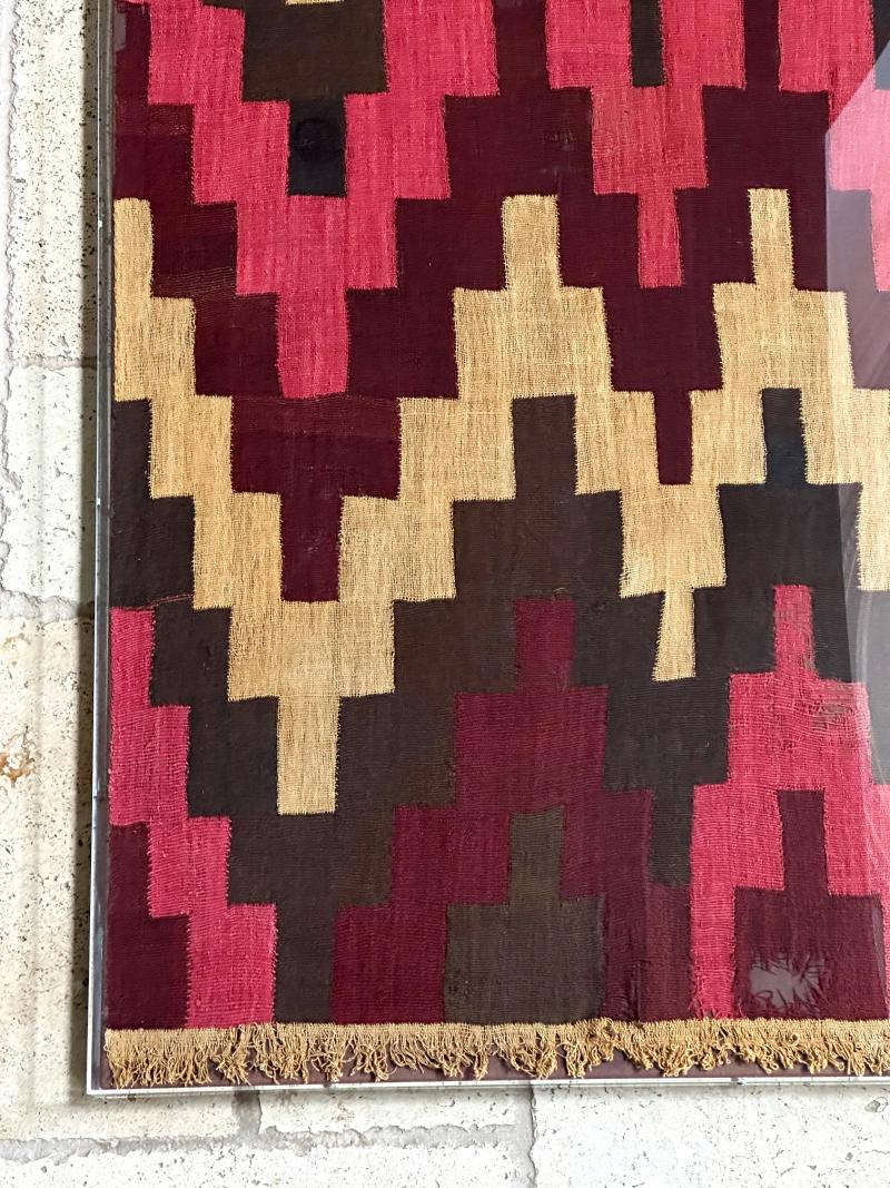 Framed Large Nazca Textile Panel with Geometrical Design