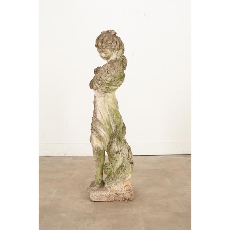 French 19th Century Garden Statue of a Maiden