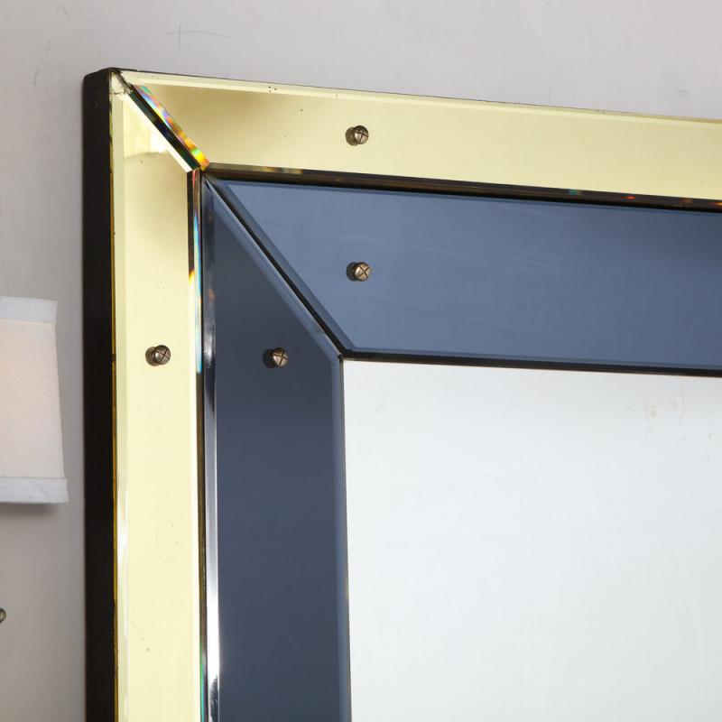 French Art Deco Black Vitrolite & Citrine Rectangular Wall Mirror