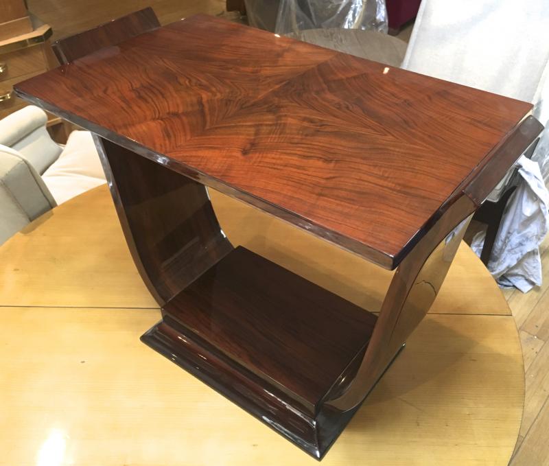 French Art Deco Refined Harp Shaped Coffee Table