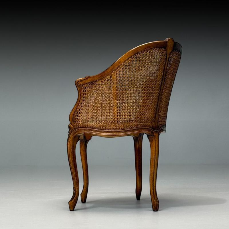 French Louis XV Style, Corner Berger Chair, Cane, Walnut, France, 1920s