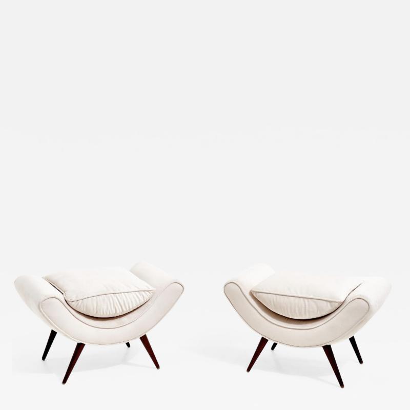 French Modern Curved Splay Leg Stools, 1970