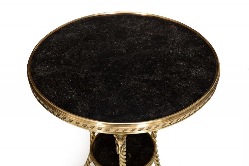 French Neoclassical Bronze "Rooster" Marble Side Table Gueridon