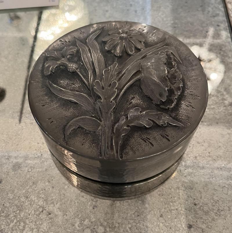 French Nouveau Repouse Lidded Metal Box
