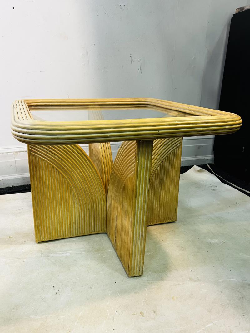 Gabriella Crespi - MODERN PAIR OF PENCIL REED AND GLASS SIDE TABLES IN ...