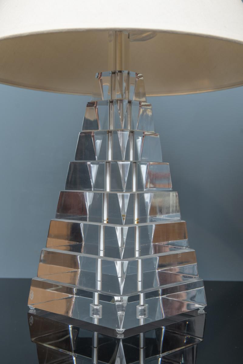 George Bullio - Lucite Pyramid Form Table Lamps by George Bullio