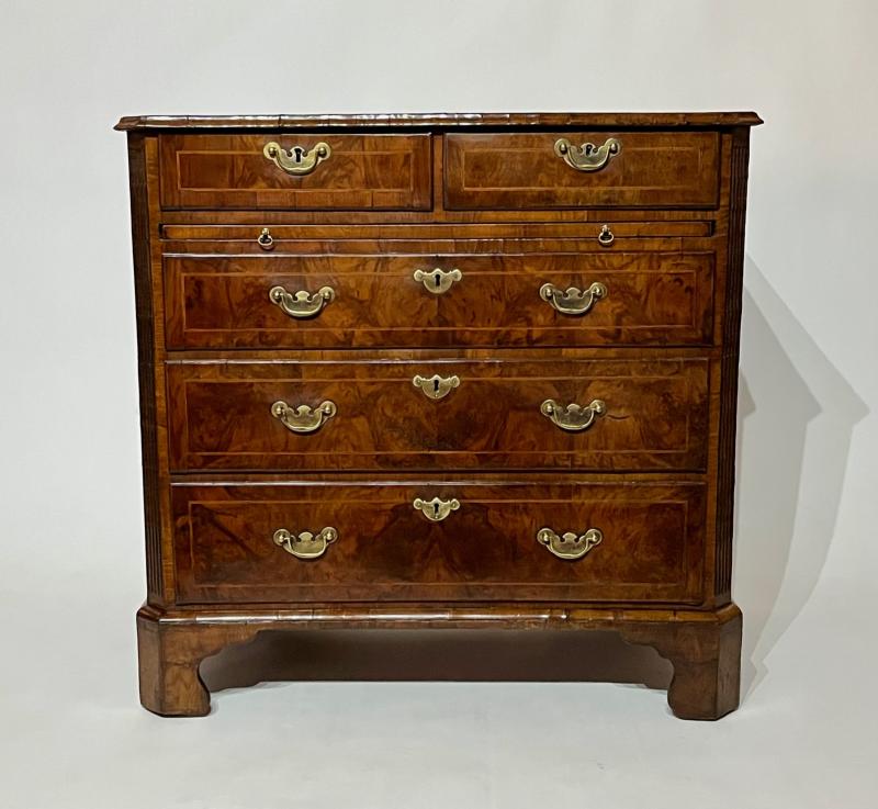 George II Inlaid Walnut Chest of Drawers, England, circa 1730