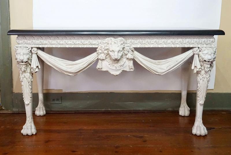 George II Style Marble Top Painted Console Table in the Manner of ...
