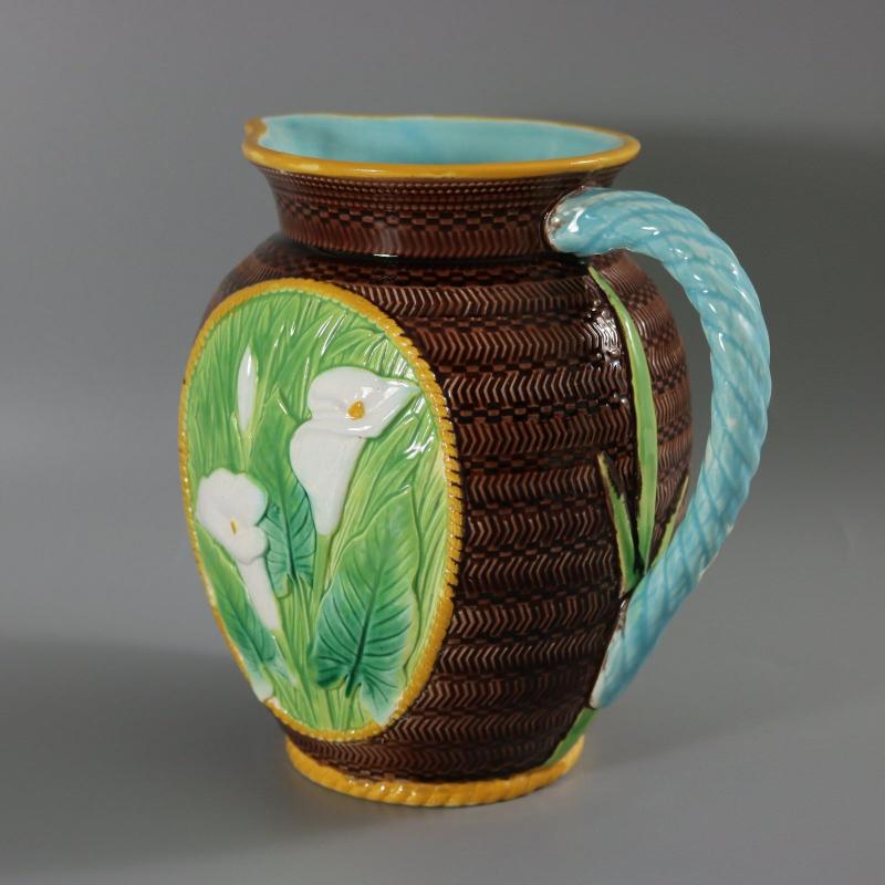 George Jones Majolica Calla Lily Pitcher