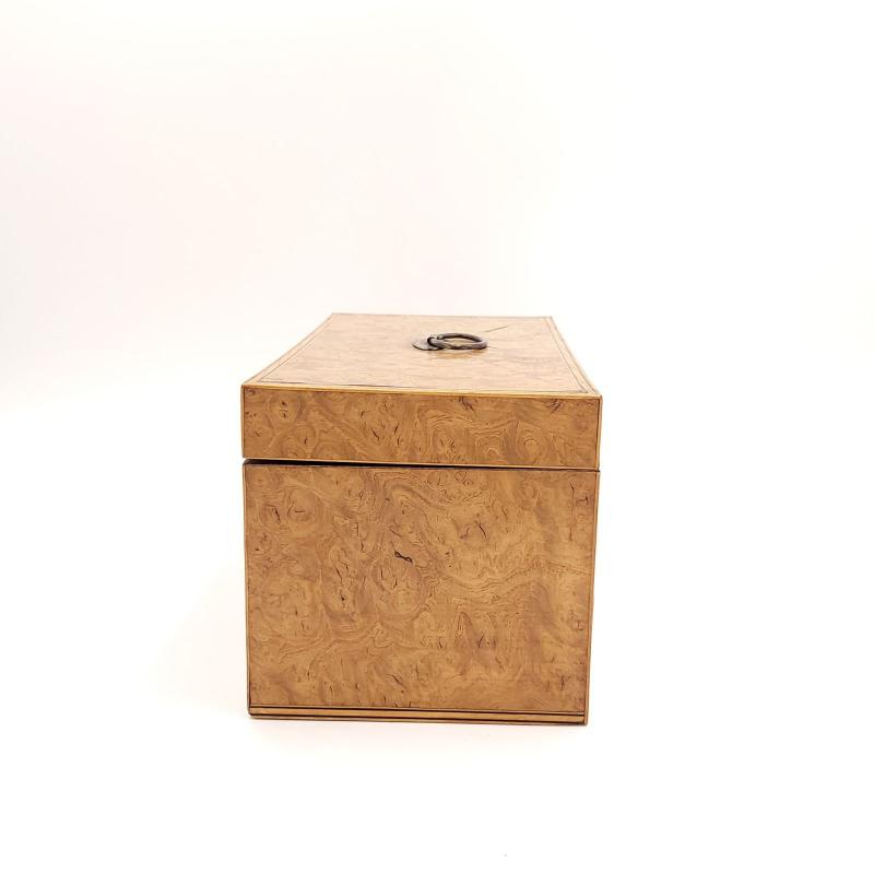Georgian Pollard Elm Tea Caddy with Boxwood Inlay, circa 1800