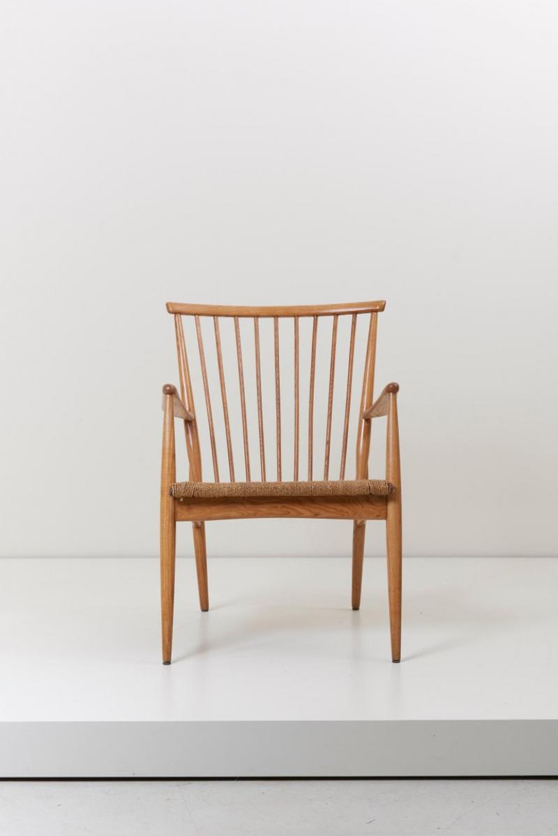 German Studio Lounge Chairs in Ash and Papercord