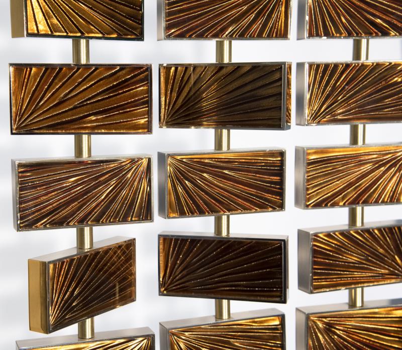 Ghiró Studio - 'Amber Screen' Hand-engraved Glass, 24Kt Gold Brass ...