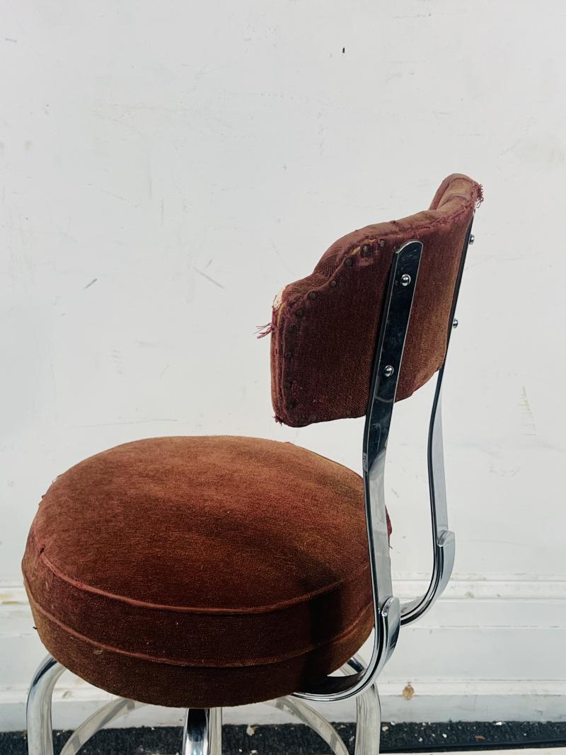 Gilbert Rohde - RARE ART DECO CHROME STRAP SWIVEL VANITY STOOL