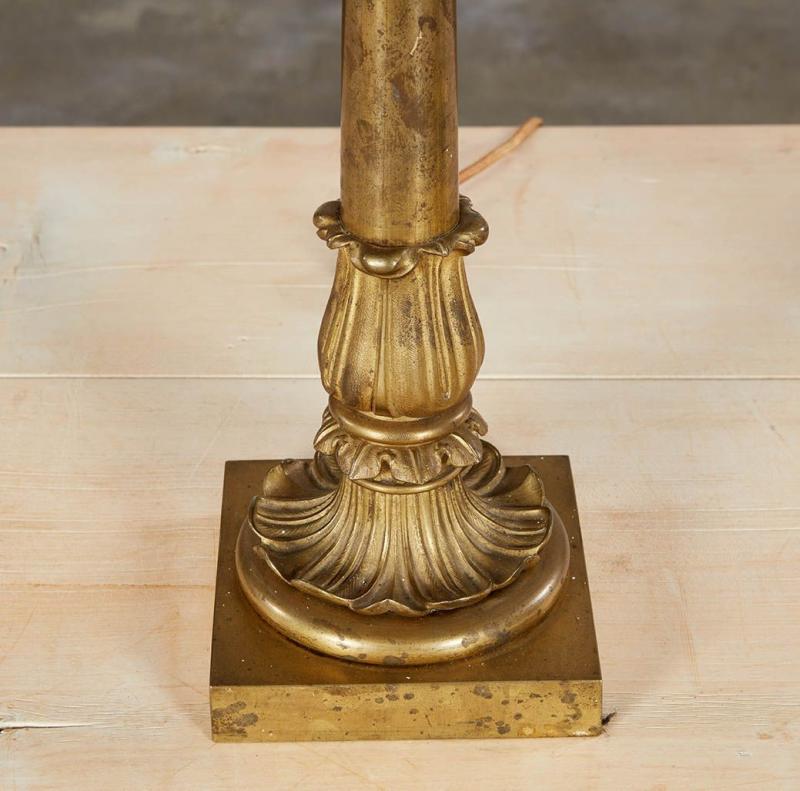 Gilt Bronze Column Table Lamps