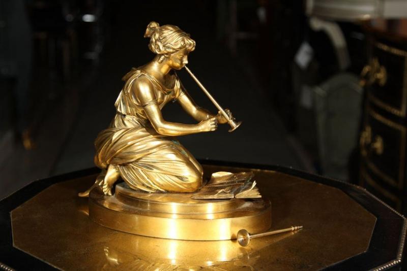 Gilt Bronze Figure of a Lady Playing a Flute Sculpture