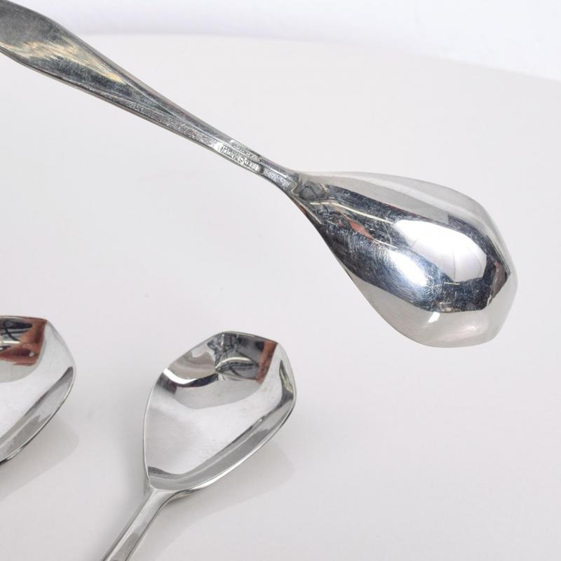 Gio Ponti - 1960s Reed & Barton Diamond Sculpted Short Dessert Spoons ...
