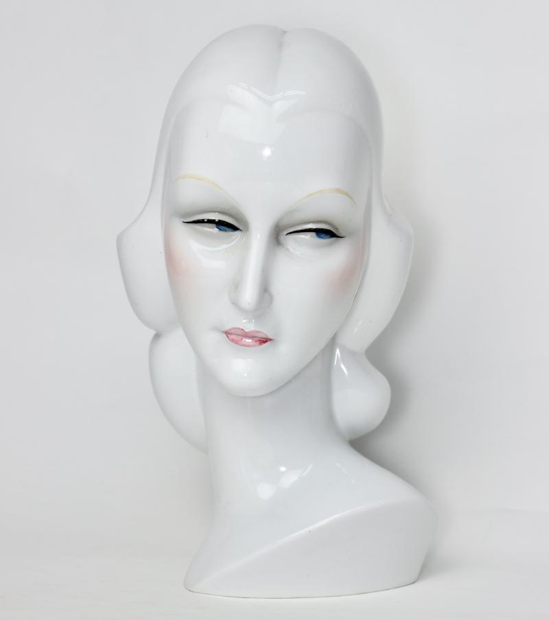 Giovanni Ronzan - Art Deco Ceramic Woman's Head Luminaire by Giovanni ...