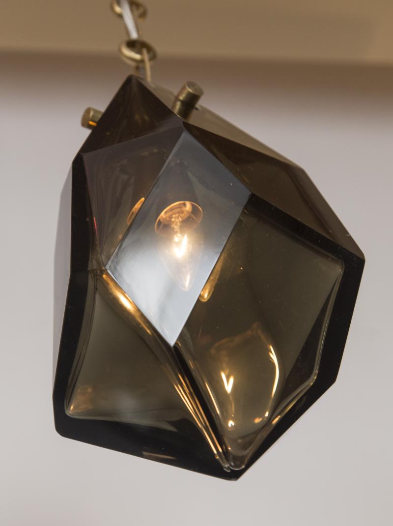 Glass Faceted Diamond- Shaped Pendant Light