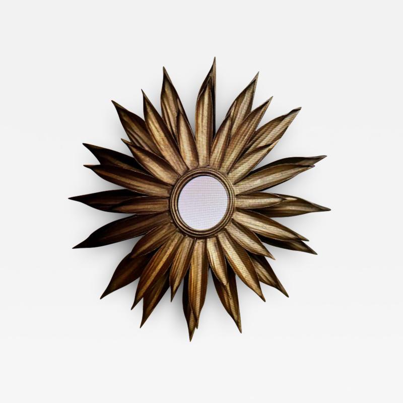 Gold Gilt French Sunburst / Sunflower Flower Mirror
