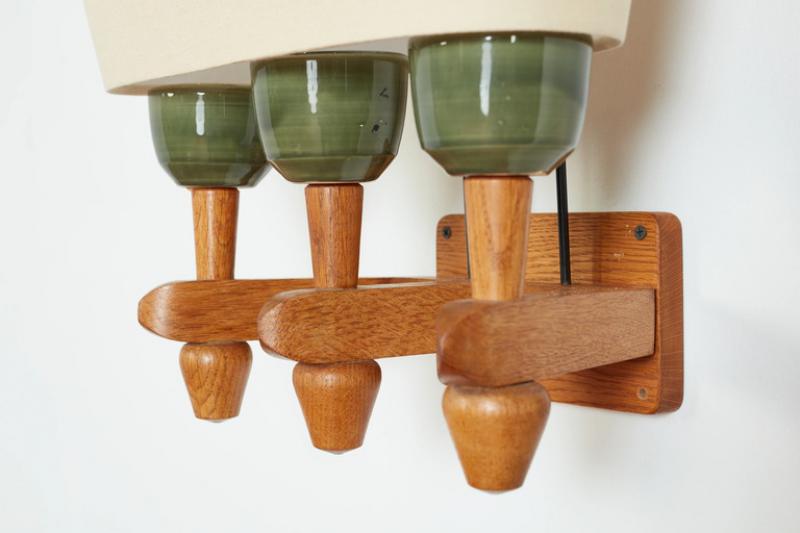 Guillerme et Chambron - GUILLERME ET CHAMBRON TRIPLE CERAMIC WALL SCONCE
