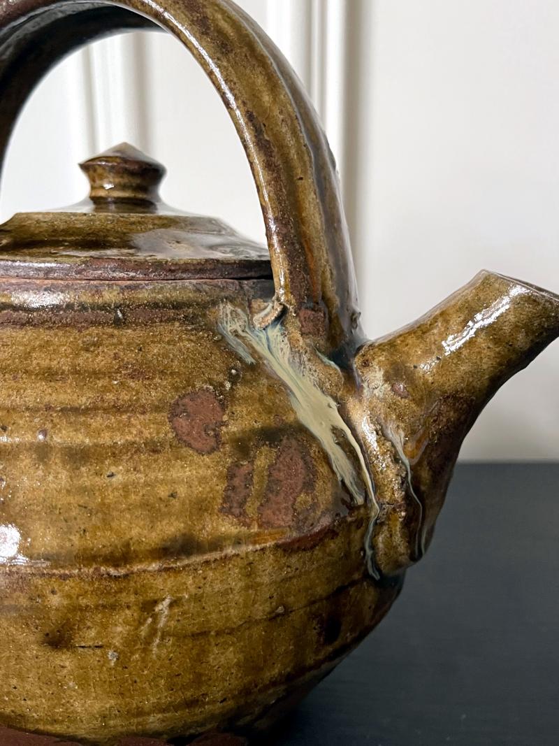 Hamada Shoji - Japanese Mingei Glazed Tea Pot with Kintsugi by Shoji Hamada