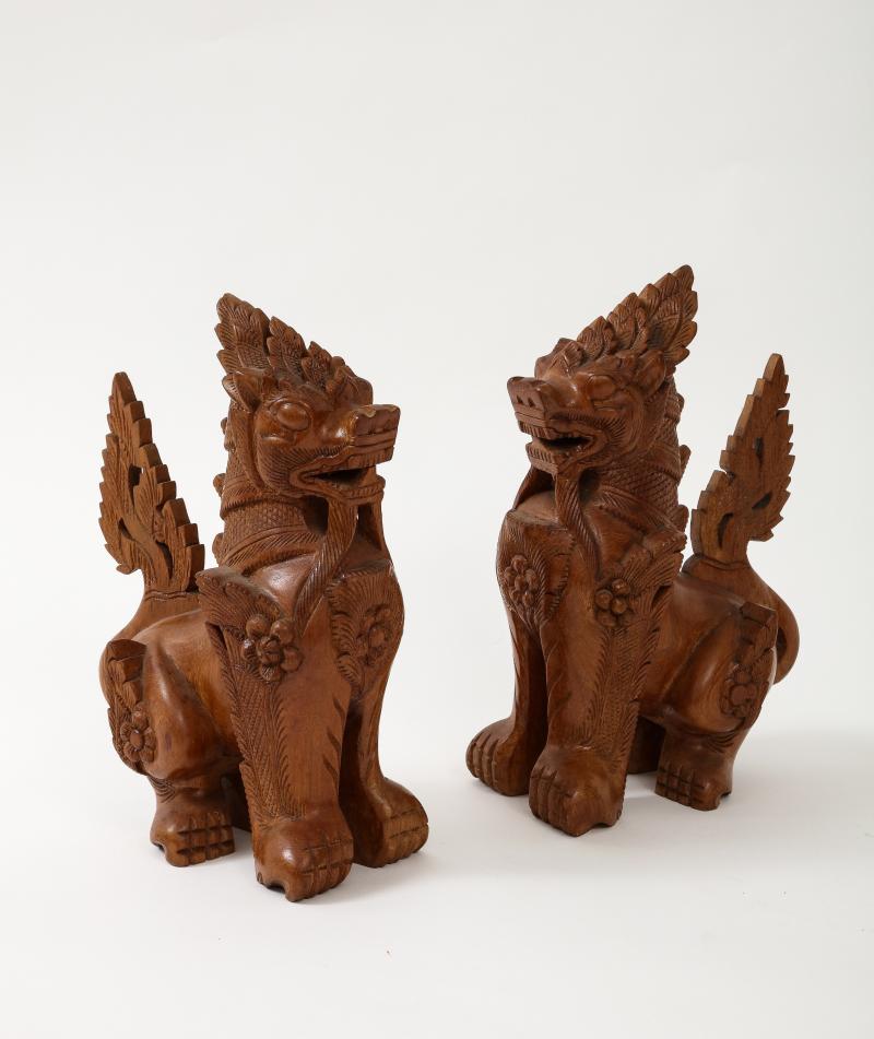 Hand Carved Teak Temple Guards