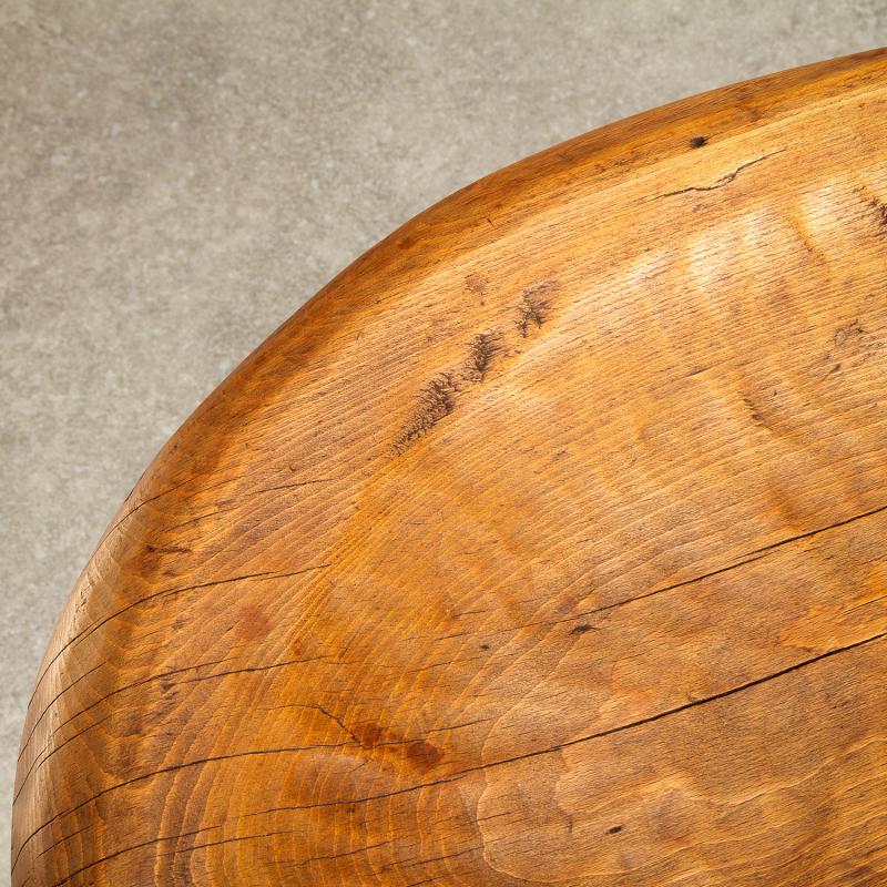 Hand Carved Viking Style Tripod Stool in Solid Beech, Denmark, 1900s