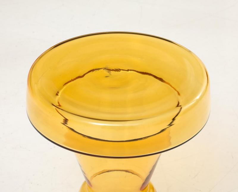 Hand-Casted Amber Gold Murano Glass Side Table, Italy, Tall, 17.75"H