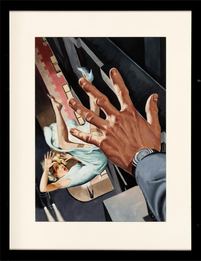 Harry Barton - Sexy Blond Falls from Window - Noir Pulp Art