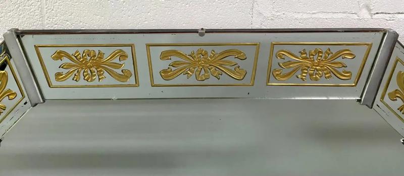 Hollywood Regency Style Venetian Eglomise Gold Bow & Ribbon Design Wall ...
