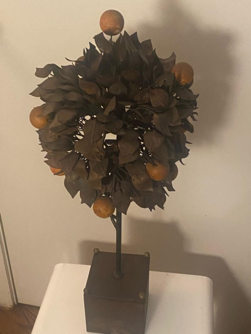 ITALIAN TOLE ORANGE TREE SCULPTURE