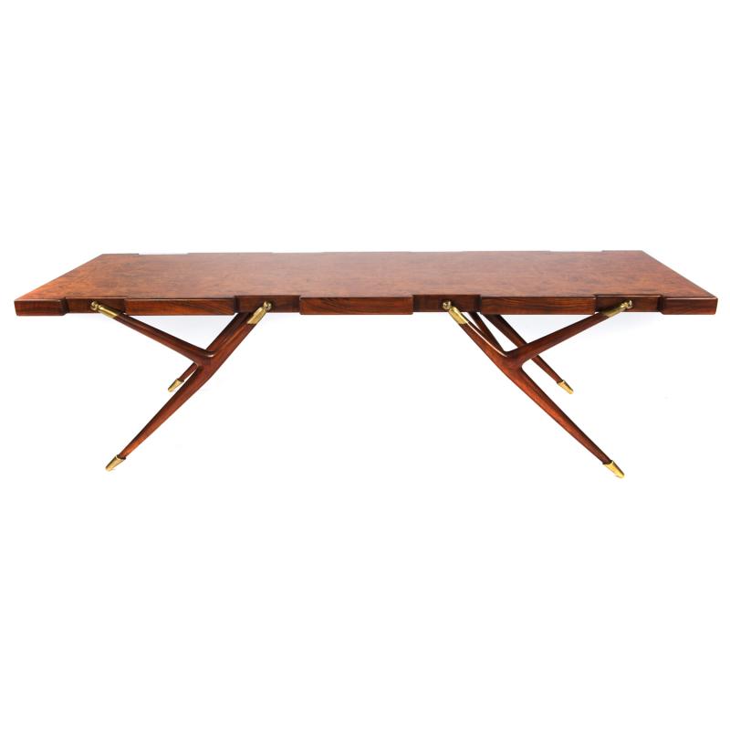 Ico Parisi - Ico Parisi Sculptural Coffee Table in Burled Walnut with ...
