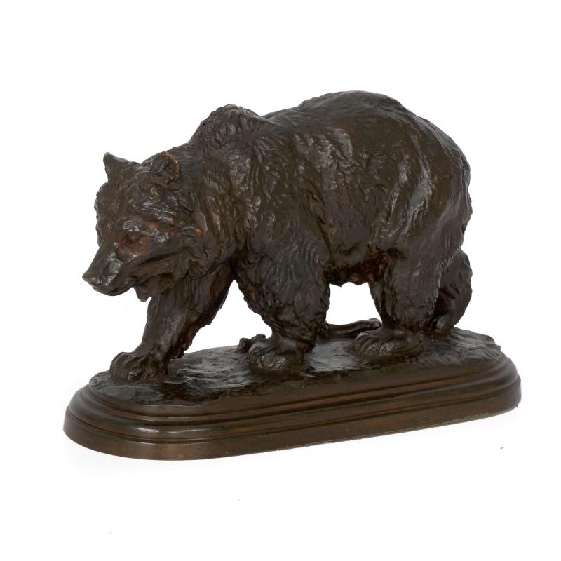 Isidore Bonheur - “Walking Bear” French Bronze Sculpture by Isidore ...