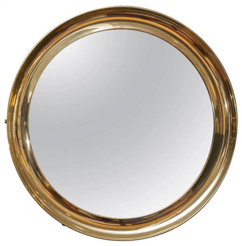 Italian Brass Port Hole Mirror