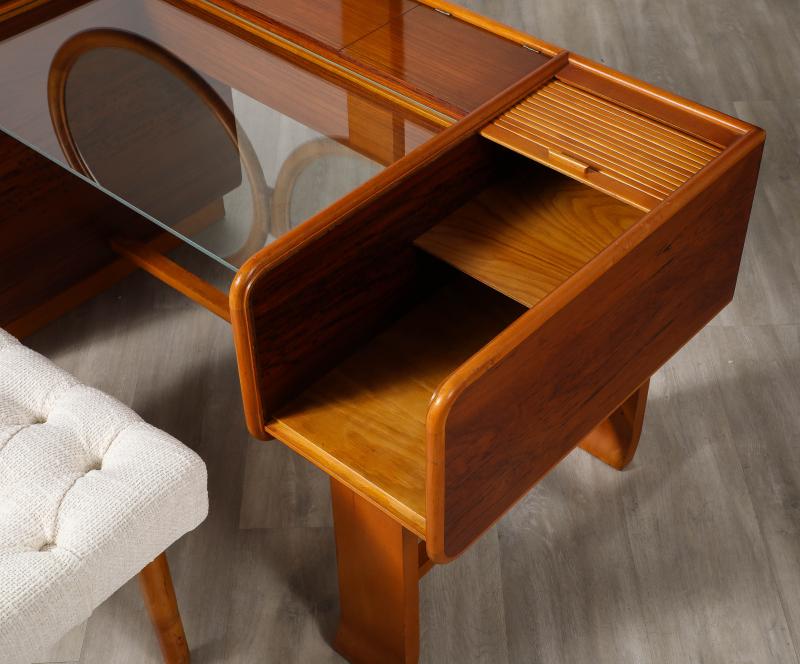 Italian Modernist Maple Wood Vanity Table and Cabinet, Italy, circa 1950