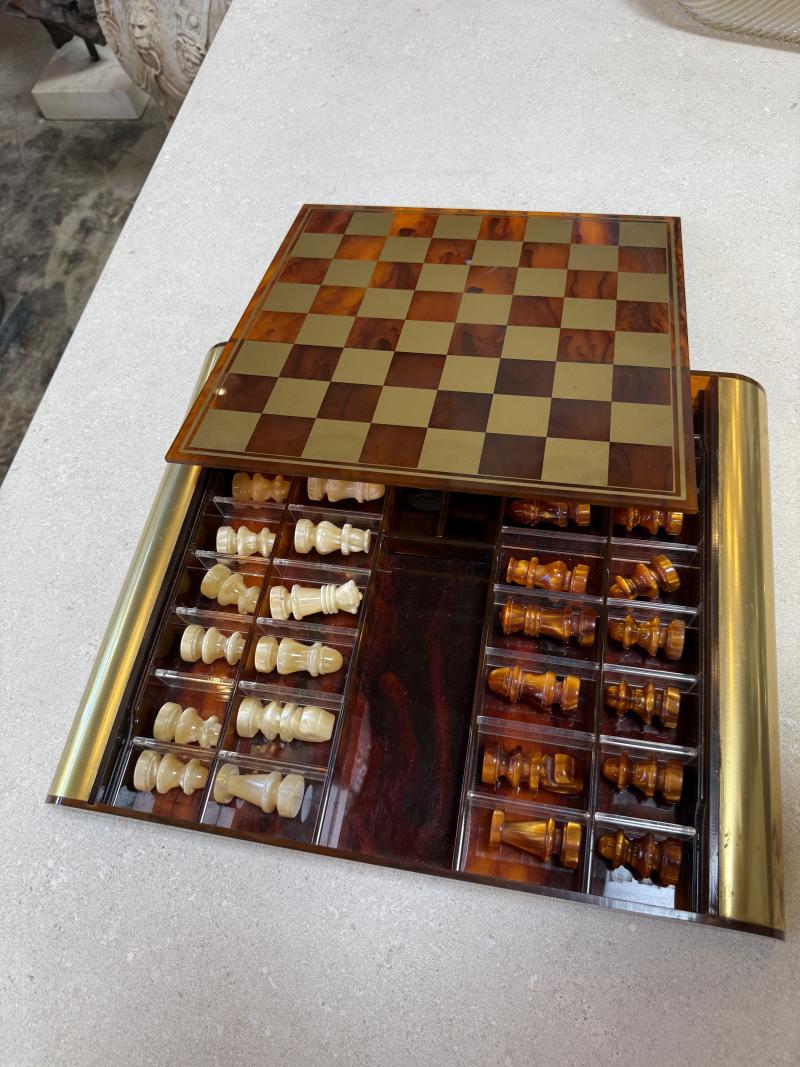 Italian Tortoiseshell Lucite Chess Set