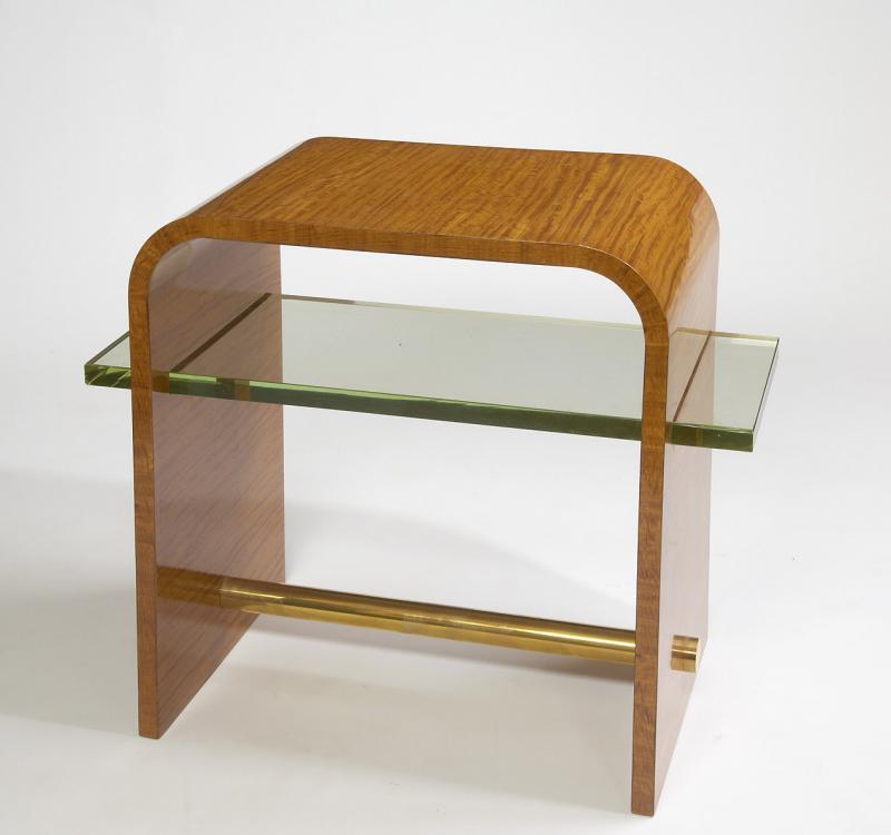 Jacques Adnet - Jacques Adnet 1930s Side Table with Glass Shelf