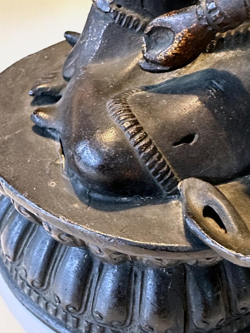 Japanese Bronze Statue Nyoirin Kannon on Lotus Throne