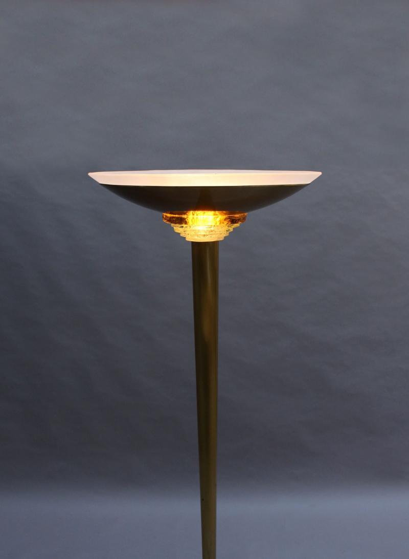 Jean Perzel - Fine French Art Deco Bronze and Glass Floor Lamp by Jean ...