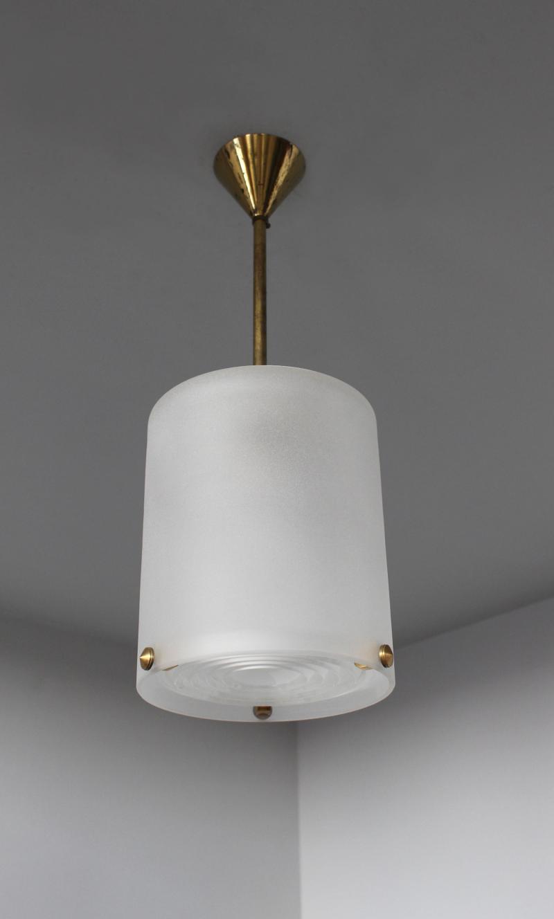 Jean Perzel - A Fine French Art Deco Glass and Bronze Small Chandelier ...
