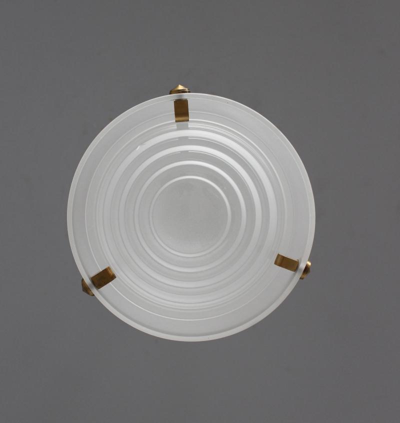 Jean Perzel - A Fine French Art Deco Glass and Bronze Small Chandelier ...