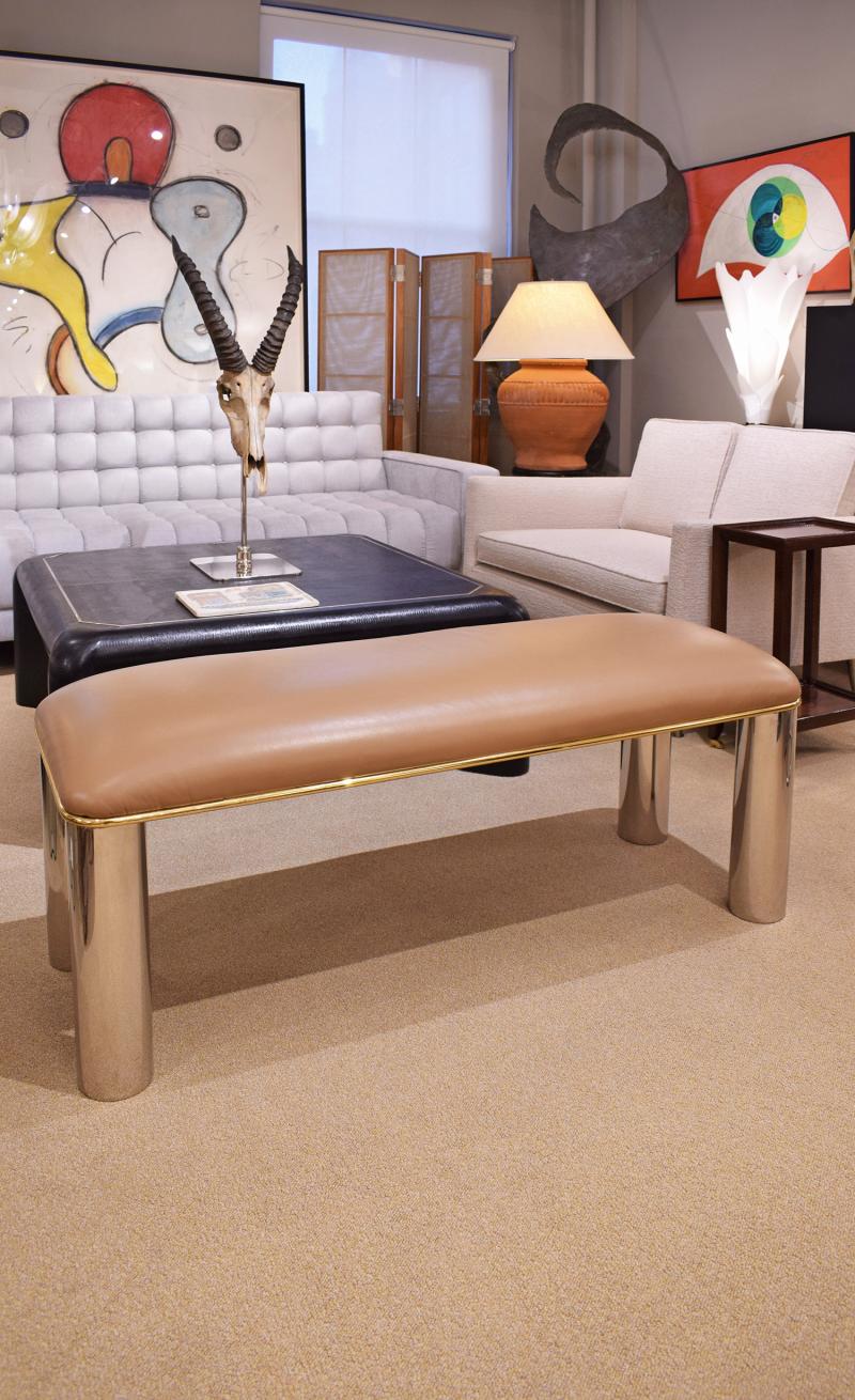 Karl Springer - Karl Springer Bench in Polished Stainless Steel and ...