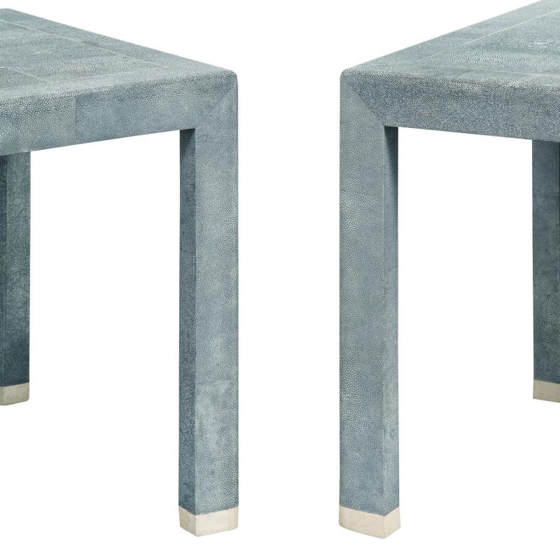 Karl Springer - Karl Springer End Tables in Shagreen with Bone Inlays ...