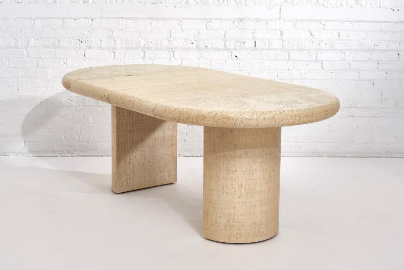 Karl Springer - Karl Springer Grasscloth Dining Table, 1970
