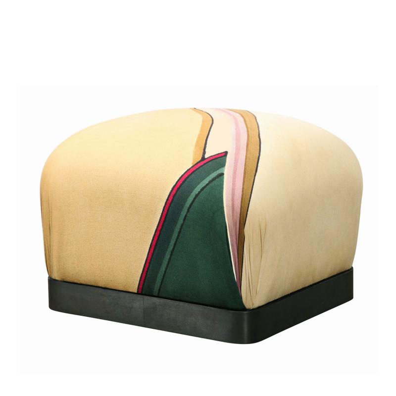 Karl Springer - Karl Springer "Souffle Ottoman" with Bronze Base 1980s